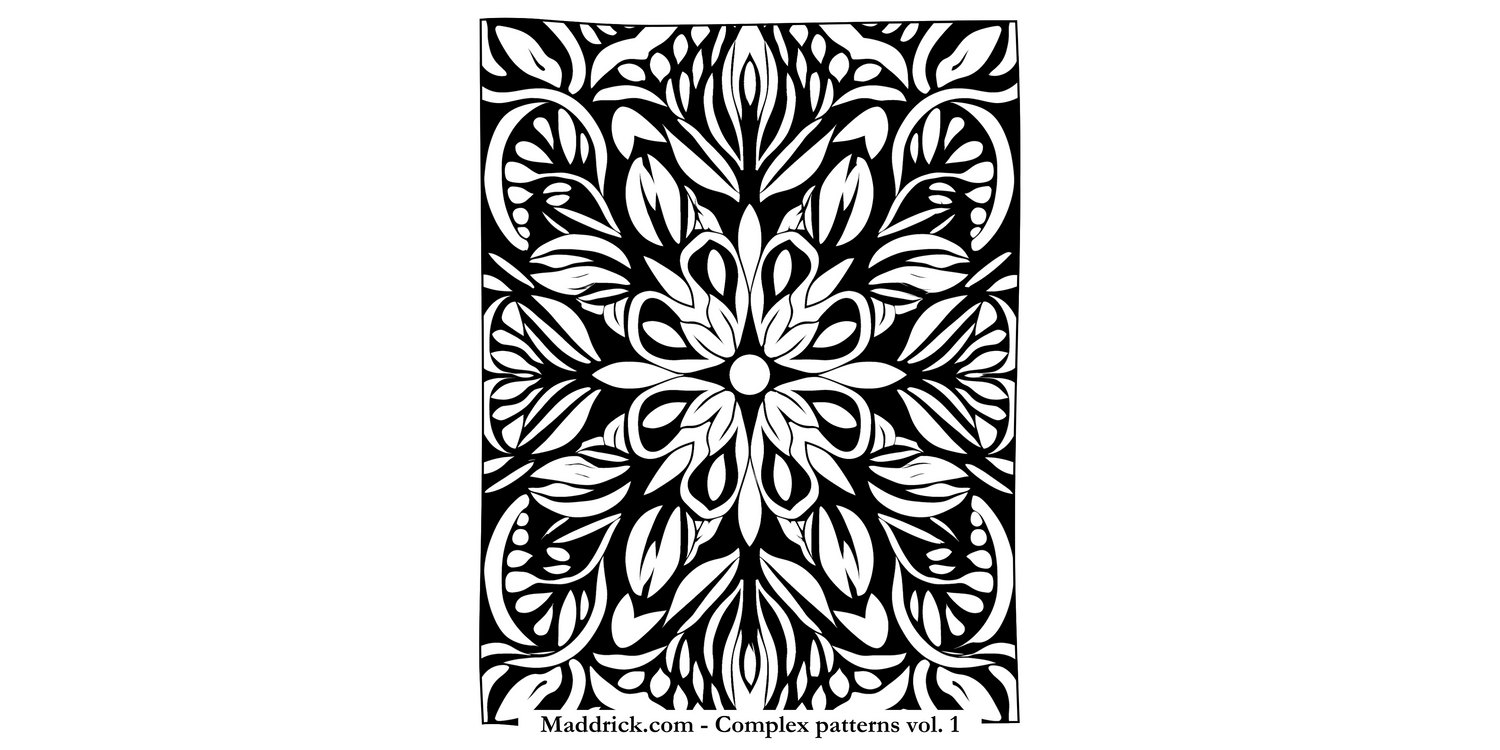 Complex Patterns vol. 1 coloring book page - Full-page mandala – Maddrick