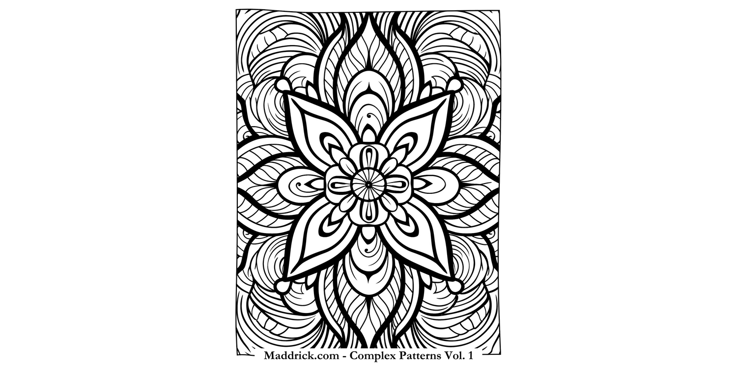 Complex Patterns vol. 1 coloring book page - Full-page pattern mandala ...