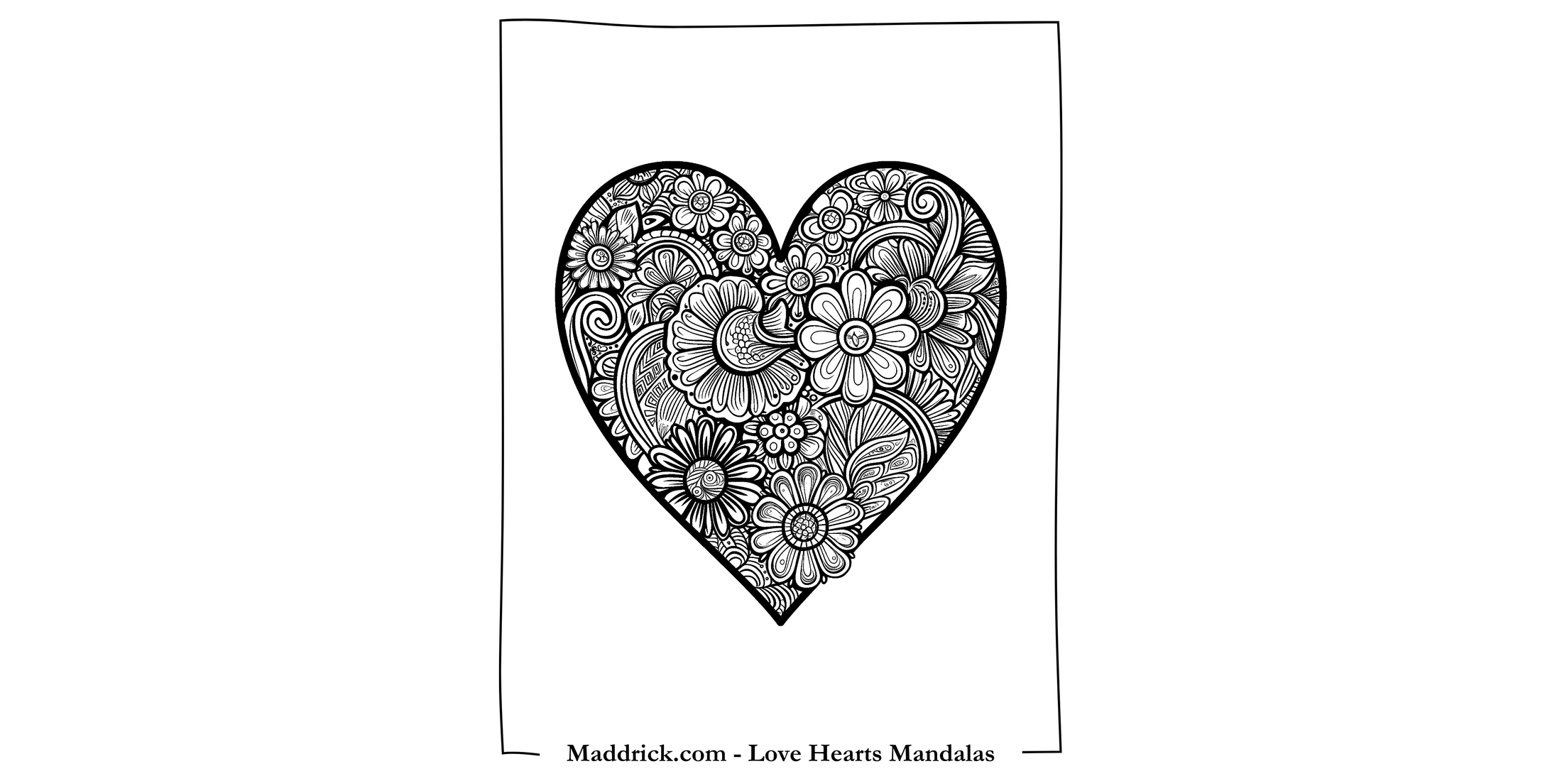 Love Hearts Mandalas coloring book page - Heart mandala with flower de ...